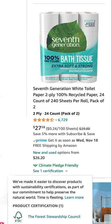 Amazon Climate Pledge Friendly Label and Sustainability