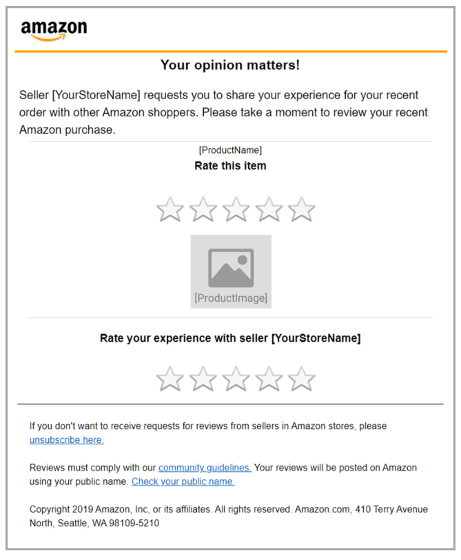 What is the Official Amazon Feedback and Review Request Template?