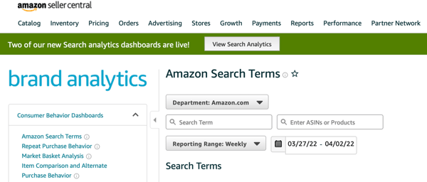 Amazon Search Analytics: Catalog and Query Performance Tools