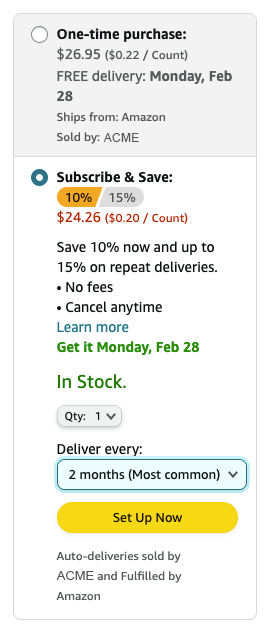 Generate Frequent Orders via Amazon Subscribe & Save Program