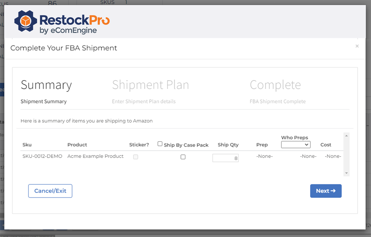 How do I create an Amazon shipment in RestockPro?