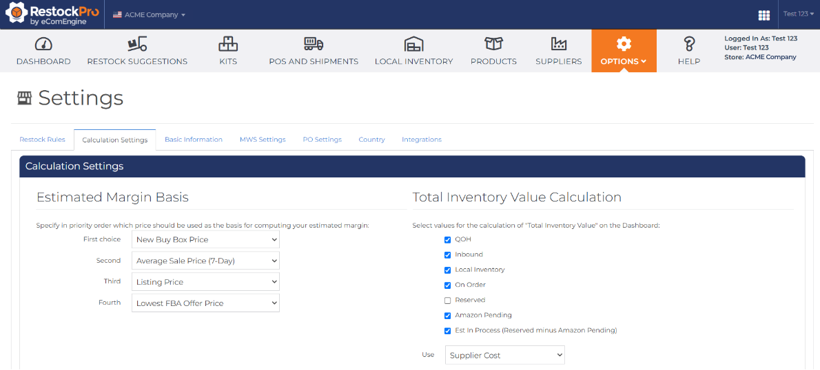 How do I change my calculation settings and product name preferences in ...